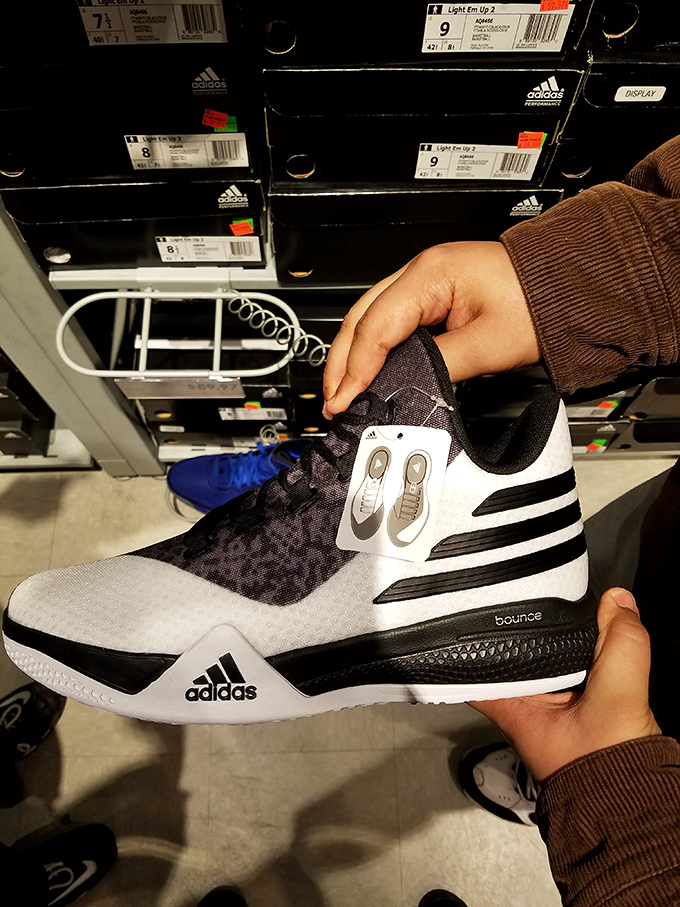 The thrill of the hunt captured perfectly &ndash; finding discounted Adidas sneakers feels like discovering buried treasure without the shovel.