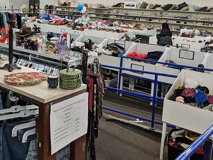 The accessories section: a treasure hunter's paradise. Each bin contains potential fashion gold waiting for someone with a good eye and imagination.