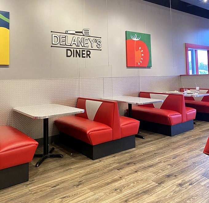 These booths aren't just seating&mdash;they're front-row tickets to the best show in town: breakfast theater. The red vinyl practically whispers, "Stay awhile, order dessert."