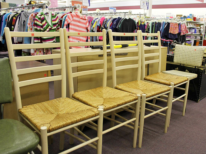 These ladder-back chairs with rush seats once gathered around someone's family table. Now they're ready for yours, with all the character that comes from meals already shared.