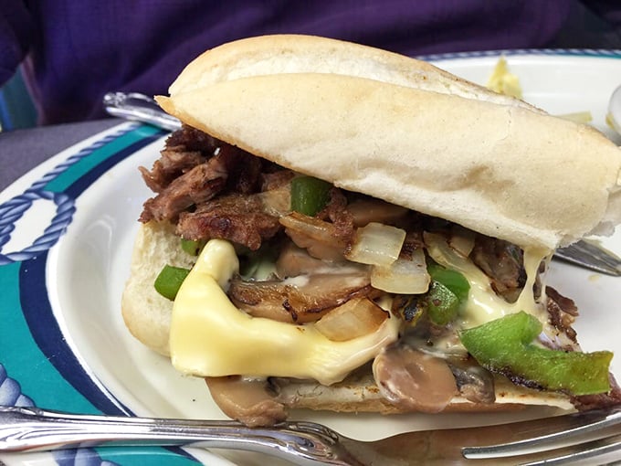 A Philly-inspired sandwich that would make a Pennsylvanian nod in respectful approval, melty cheese creating the perfect bond between meat and bread.