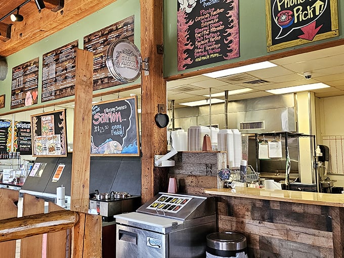 The ordering counter—where dreams are made, calories are ignored, and life-changing decisions like "extra sauce?" are contemplated with philosophical seriousness.