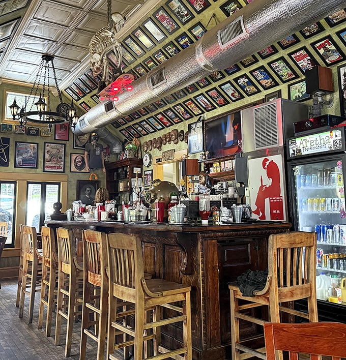 The counter seating offers front-row views of the organized chaos that produces breakfast magic daily.