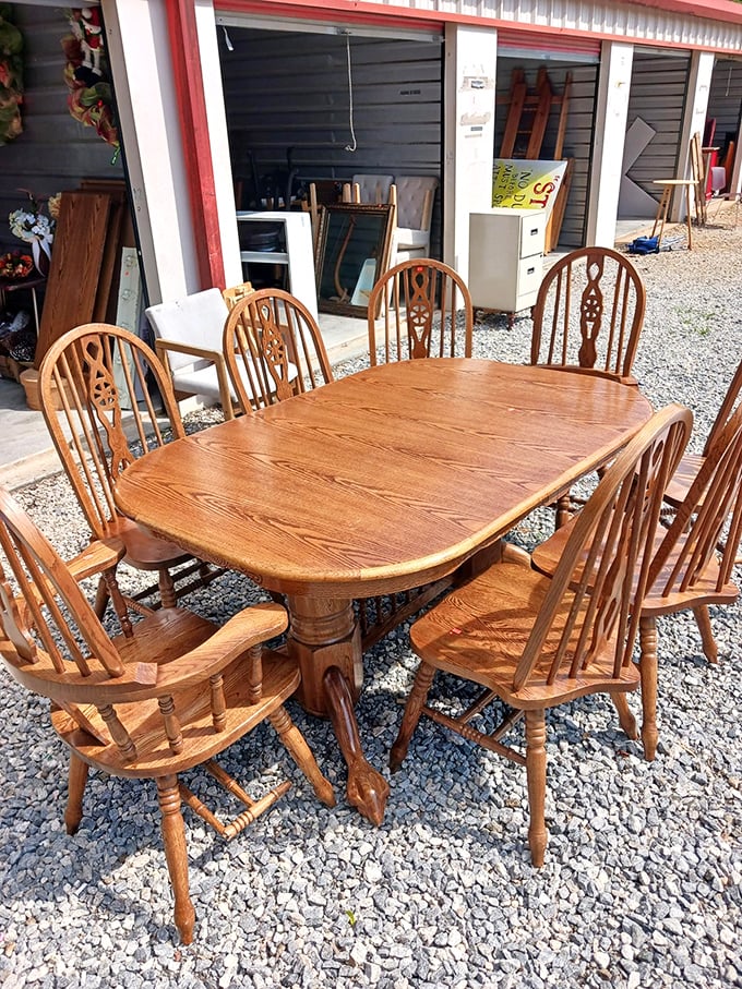 This solid oak dining set isn't just furniture&mdash;it's the future site of family arguments, holiday meals, and midnight snacks for years to come.