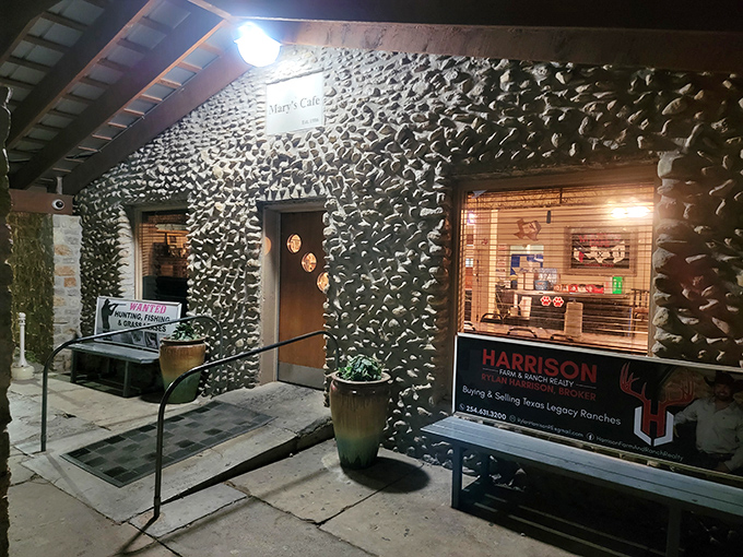 The stone facade glows with welcome as evening falls. Many food pilgrimages have ended at these humble doors.