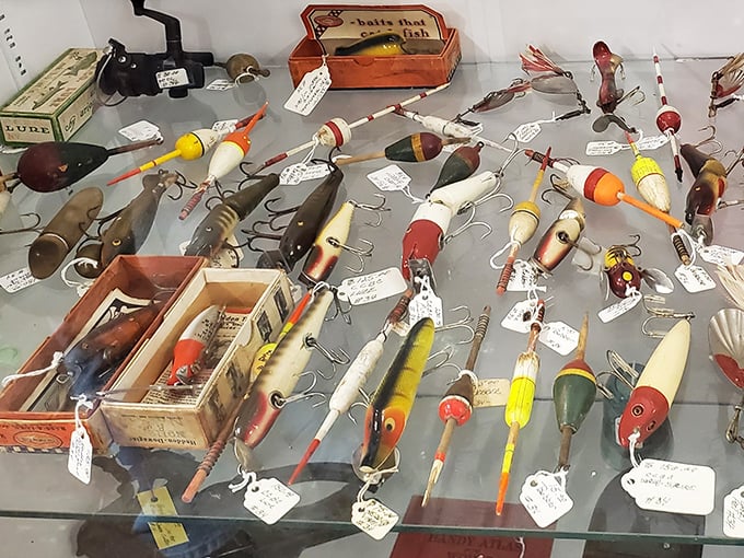 Not just fishing lures, but conversation lures—each one baited with nostalgia and ready to hook stories of "the one that got away."