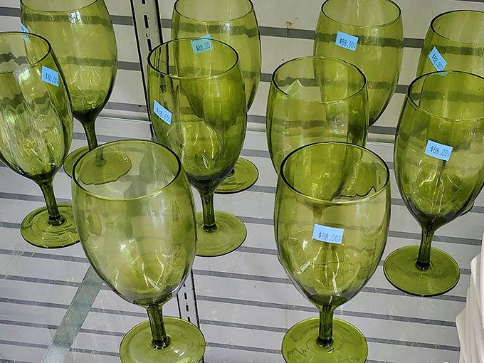 These lime-green goblets are begging to host your next summer sangria party&mdash;retro chic that would make your grandmother both confused and proud.