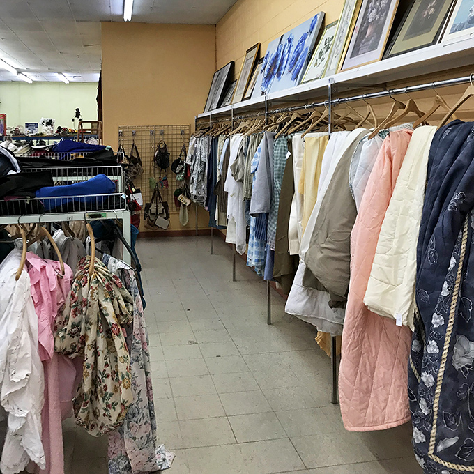 Vintage linens and delicate blouses line the aisles&mdash;each piece waiting for its second act in someone's carefully curated wardrobe.