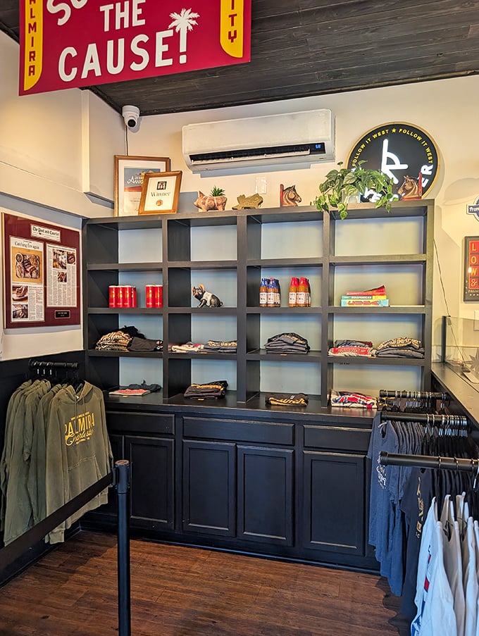 Even the merch corner says, "Support the cause!" The cause being exceptional BBQ and the T-shirts to prove you were there.