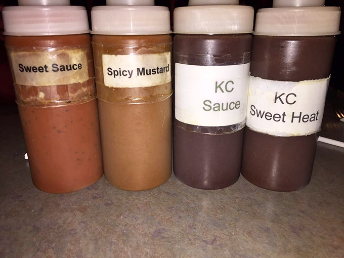 The sauce quartet&mdash;Sweet, Spicy, KC, and Sweet Heat&mdash;stands ready for duty like the barbecue equivalent of the Four Horsemen, but delicious.