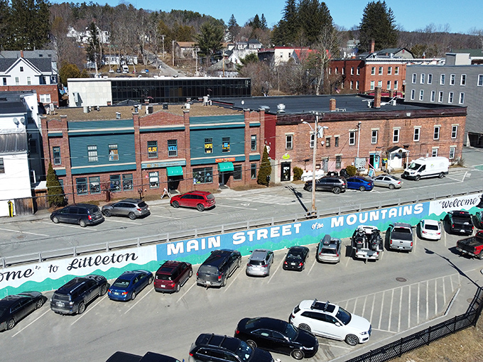 "Main Street of the Mountains" &ndash; Littleton's welcoming banner and brick buildings create the downtown America of collective memory.