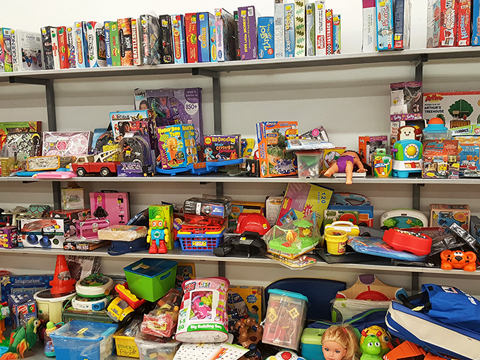Yesterday's playthings waiting for tomorrow's adventures. This toy section is where nostalgia meets practicality, with board games that don't need batteries or Wi-Fi.