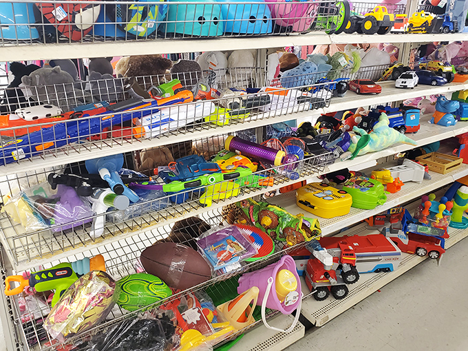 Childhood nostalgia overflows in the toy section, where yesterday's playthings await new adventures with the next generation.