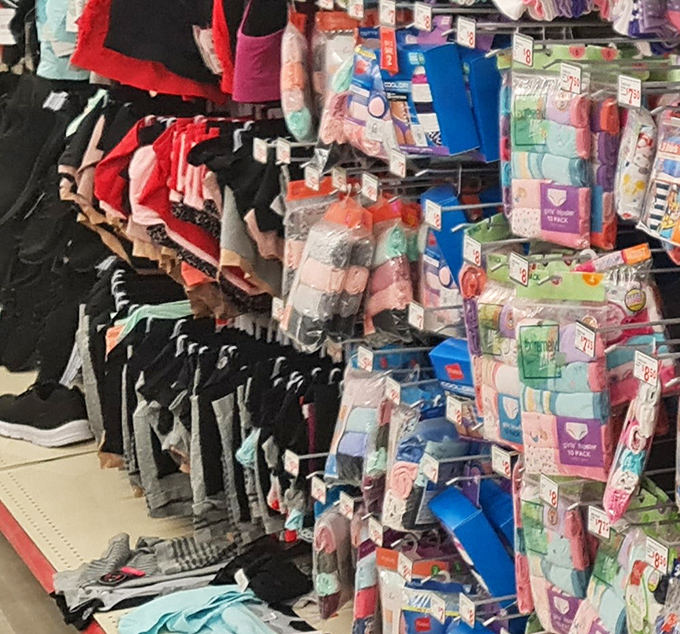 From everyday basics to vacation emergencies, the clothing section ensures no desert traveler goes without fresh undergarments.