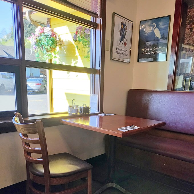 A window seat bathed in golden Oregon sunshine&mdash;the perfect spot to plan your coastal adventures while nursing that second cup of coffee.