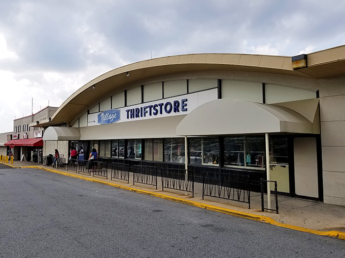 Village Thrift's curved architecture suggests the unexpected treasures waiting to surprise you inside.
