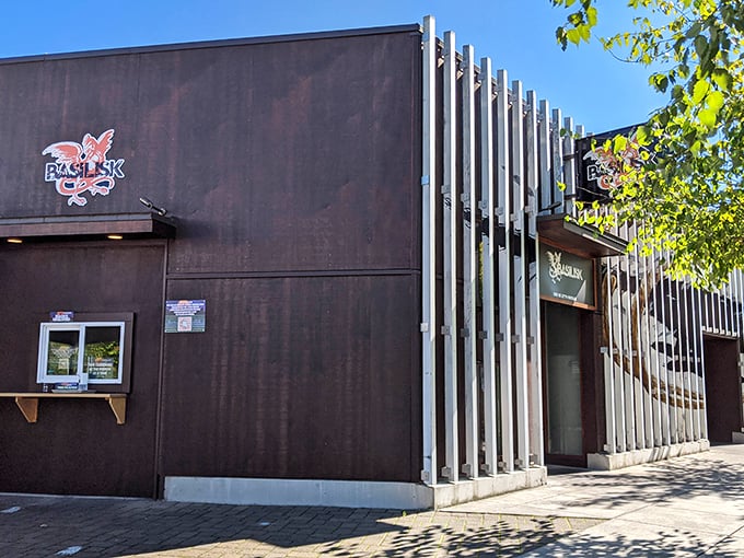 Sleek, dark, and mysterious as its mythical namesake. Basilisk's contemporary facade hints at the culinary magic happening inside.