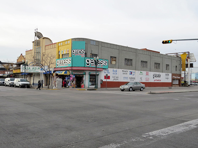 The vibrant "Genesis" storefront in El Paso promises new beginnings&mdash;fitting for retirees discovering affordable living on the border. Color doesn't cost extra here!