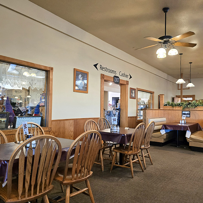 Another angle of comfort&mdash;where wooden chairs have supported generations of diners leaning back after "just one more bite" of pie.