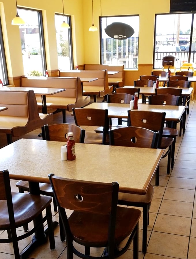 Clean lines, comfortable seating, and plenty of natural light create a space where you can focus on what matters &ndash; the food and your companions.