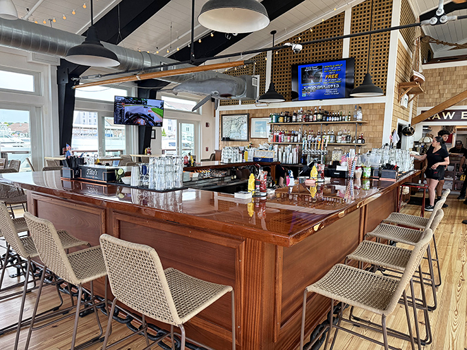 The bar where seafood stories get better with each telling. Those stools have heard more fish tales than a harbor master.