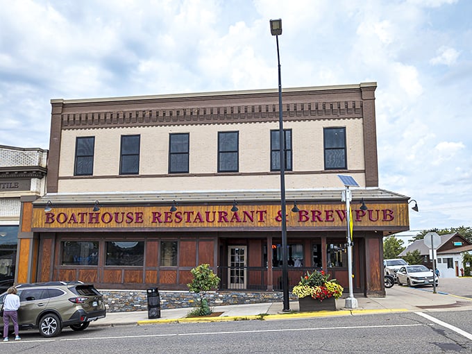 The Boathouse Brewpub combines two essential wilderness experiences&mdash;good food and better beer. Those flower boxes soften the historic building's industrial edges.