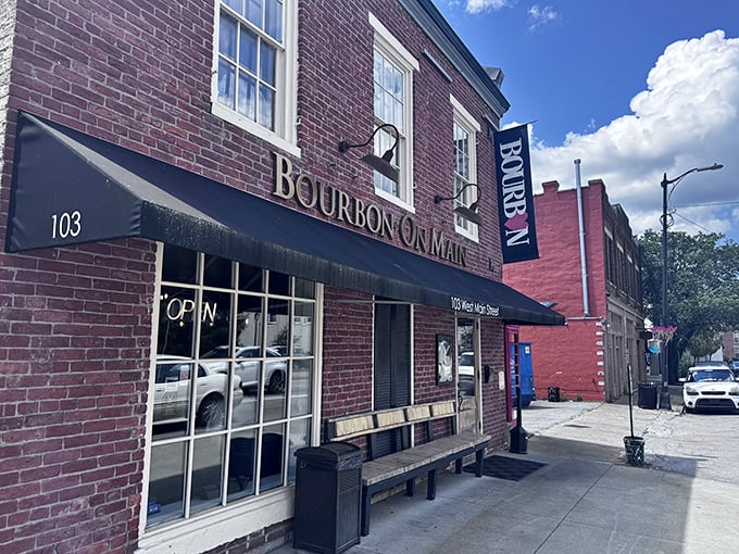 Bourbon on Main invites passersby to sample Kentucky's most famous export in a setting that balances casual comfort with local sophistication.