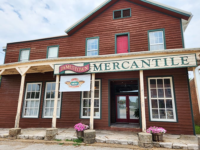 The freshly painted Mercantile with its welcoming flower pots proves that in Jamestown, historic preservation isn't just talk&mdash;it's action.