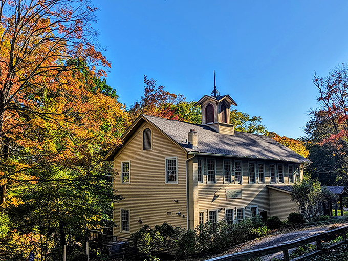 The Chester Museum at The Mill stands proudly amid fall foliage, telling stories of yesterday while looking absolutely stunning for its age.