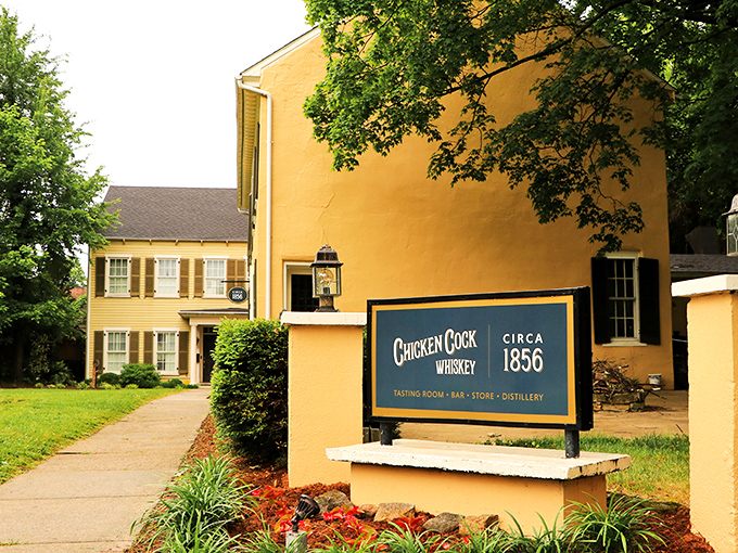 Chicken Cock Whiskey's tasting room beckons with the promise of spirits that have been perfecting their recipe since before the Civil War.