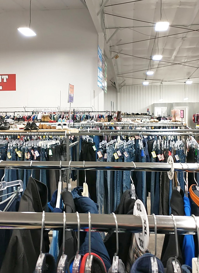 Rack after rack of possibilities&mdash;where $45 transforms from "barely enough for one new shirt" to "complete wardrobe refresh."