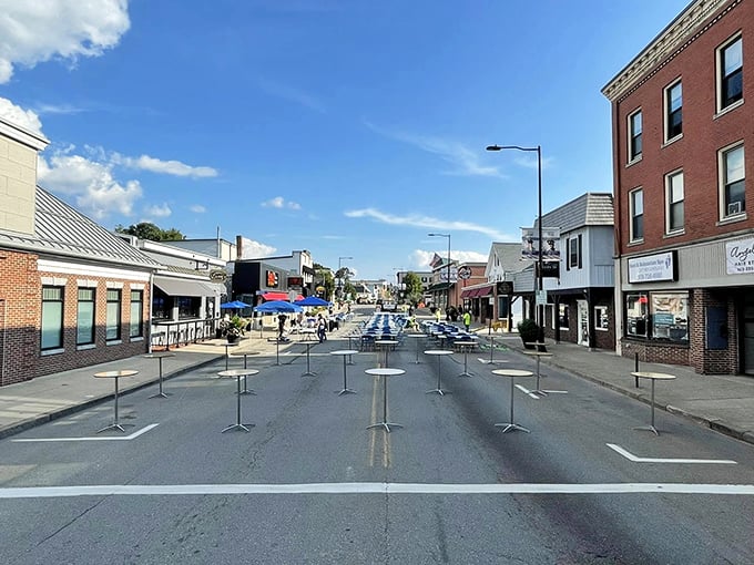 Outdoor dining transforms an ordinary street into a community living room where neighbors become friends over shared meals and summer breezes.