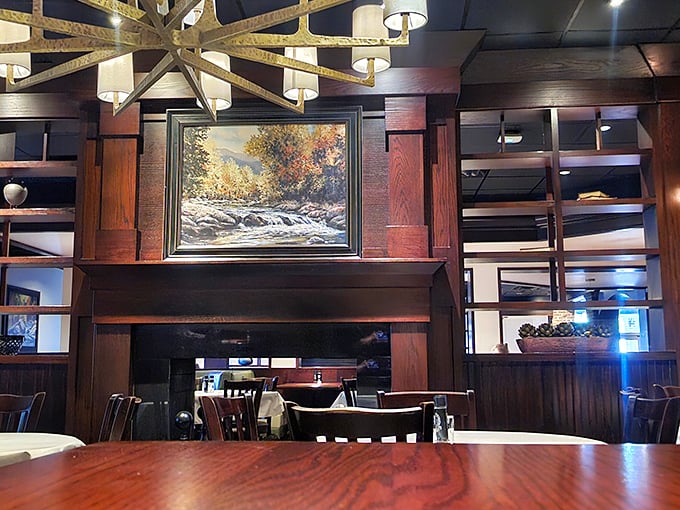 Rich wood paneling, elegant lighting, and thoughtful design create the perfect backdrop for the main event &ndash; whatever arrives on your plate.