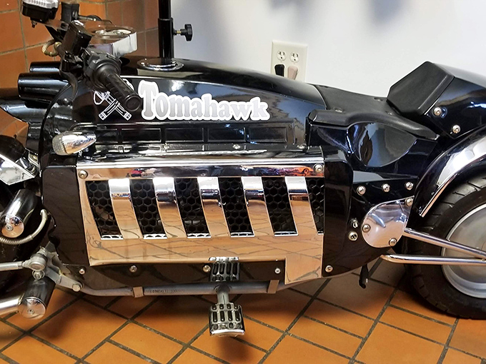 The Dodge Tomahawk concept bike looks like something Batman would ride if he traded in his cape for leather chaps and a weekend in Sturgis.