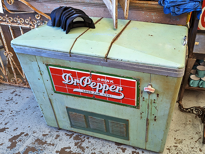 This mint-green Dr. Pepper cooler once kept sodas frosty at gas stations and corner stores &ndash; now it's a coveted piece of beverage Americana.