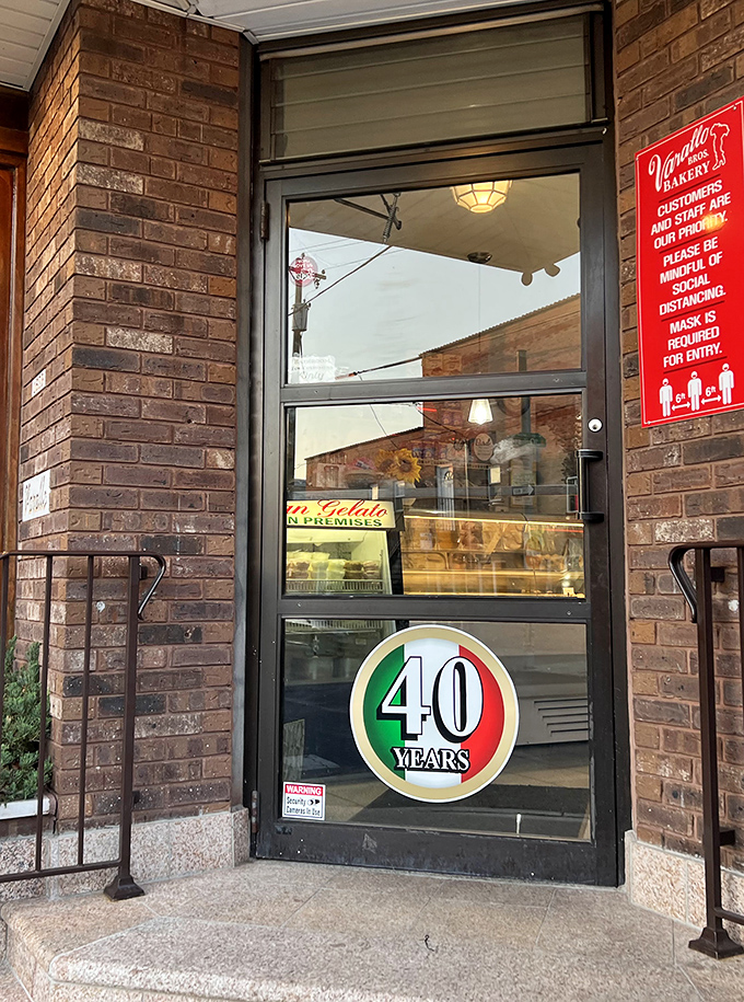 The entrance beckons with a 40-year anniversary sign &ndash; four decades of perfecting the art of making Philadelphians happy, one cannoli at a time.