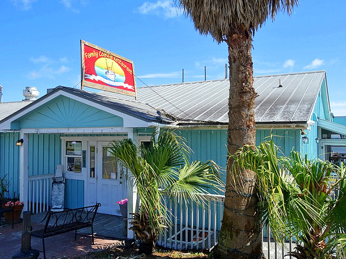 Family Coastal Restaurant's cheerful turquoise exterior promises seafood so fresh it was practically swimming when you placed your order.