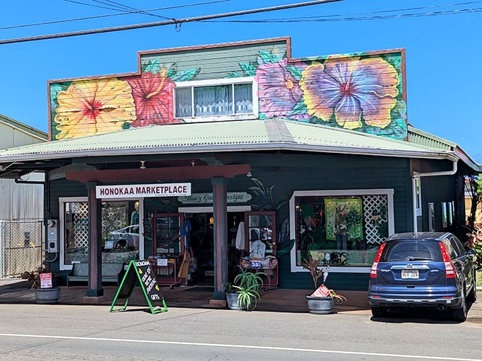 Tropical blooms frame this charming marketplace. Inside, local treasures await that won't be found in any big-box store or shopping mall.