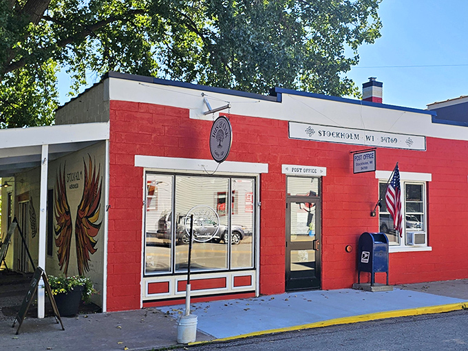 Stockholm's post office doubles as the town's communication hub, where mail and local news travel at the same leisurely pace.