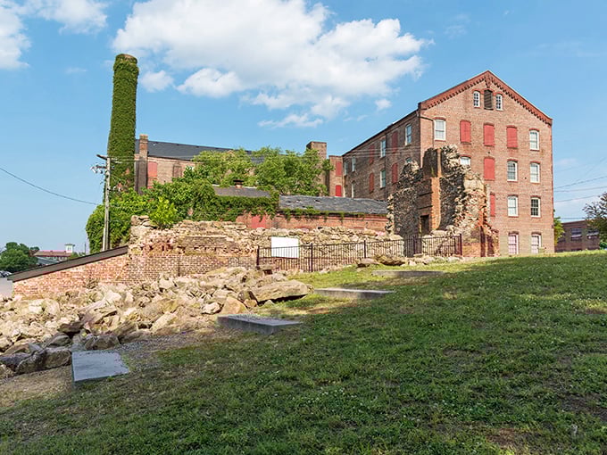 This weathered industrial complex showcases Petersburg's manufacturing heritage, where brick buildings once hummed with activity and now await creative new chapters in their story.