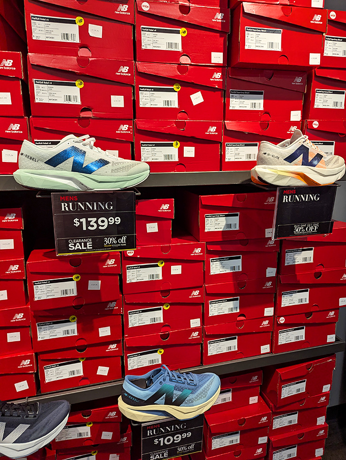 The wall of running possibilities &ndash; where New Balance transforms "I should exercise more" into "I could look good trying."