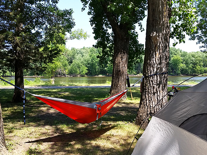 At Prairie Island Campground, hammock-napping between trees becomes an art form worth mastering in your golden years.