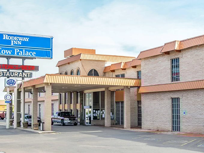 The Rodeway Inn Cow Palace combines Western architectural flair with roadside convenience, offering weary travelers a place to hang their hats without breaking the bank.