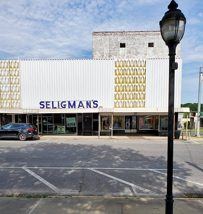 Seligman's Department Store's mid-century facade recalls an era when downtown was everyone's shopping destination &ndash; a tradition that continues in Bastrop today.