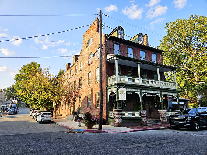 The Railroad House Inn stands proudly on the corner, its brick fa&ccedil;ade and welcoming porch promising comfort food and local gossip in equal measure.