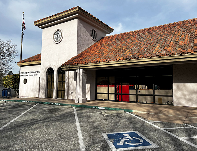 The post office's Spanish-style architecture makes even mailing a postcard feel like you're participating in California's romantic coastal history.