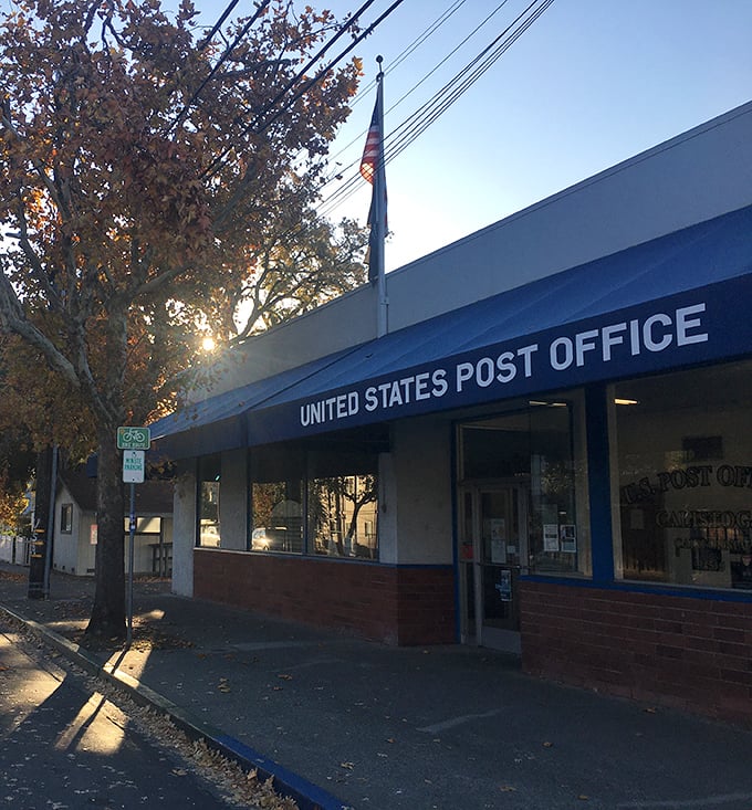 Even the post office in Calistoga catches golden hour light, turning mundane errands into moments of small-town photographic perfection.