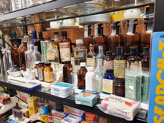 Old medicine bottles and apothecary jars that once held mysterious potions, now perfect for your bathroom counter aesthetic dreams.