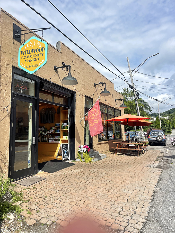 Wildwood Market's inviting entrance promises local treasures inside &ndash; the kind of place where shopping lists are forgotten in favor of delightful discoveries.