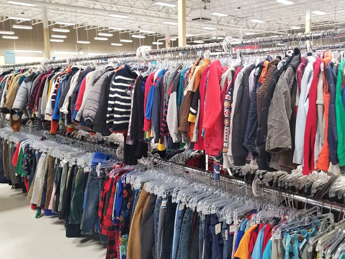 The winter coat section: where practical meets fashionable, and Rhode Island winter preparedness doesn't require a second mortgage.